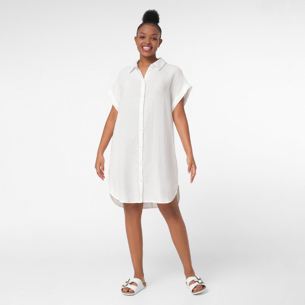 H&H Women's Cotton Muslin Beach Shirt White | The Warehouse