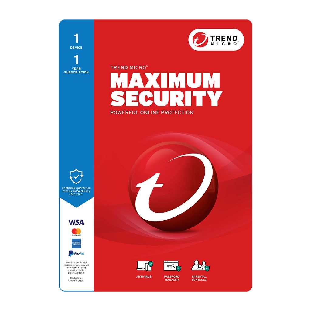 Trend Micro Maximum Security Pro 1 Device 1 Year | The Warehouse