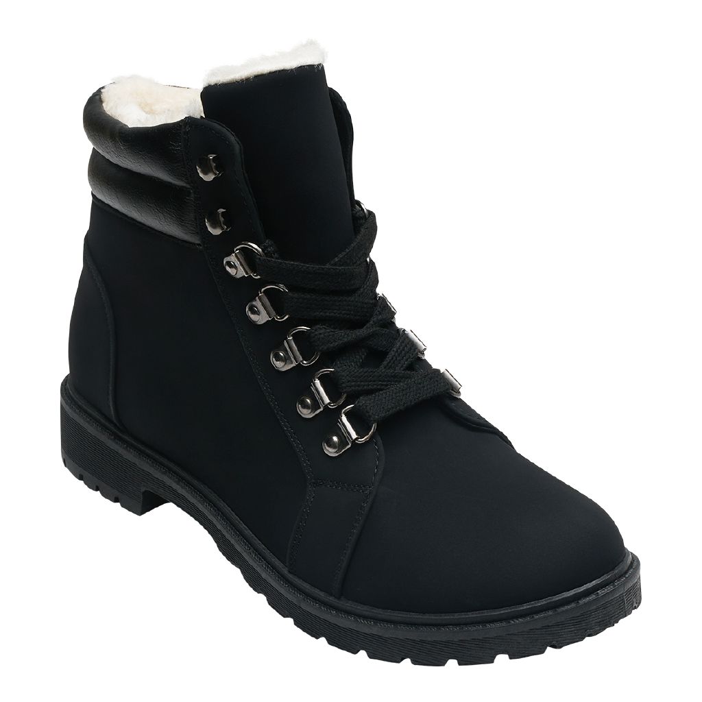 H&H Women's Combat Collar Boots Black | The Warehouse