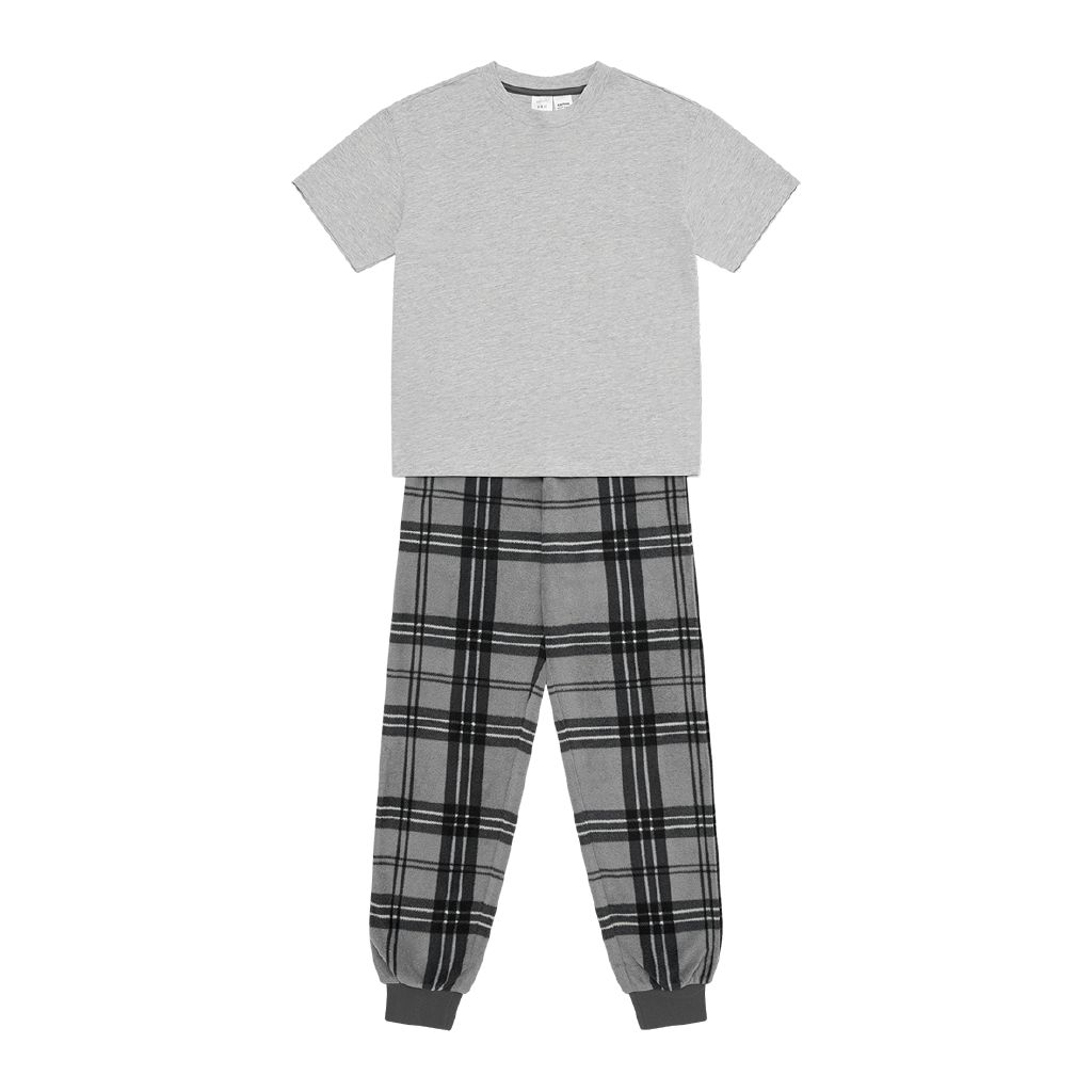 H&H Boys' Knit Fleece Pyjamas Set Grey Light | The Warehouse