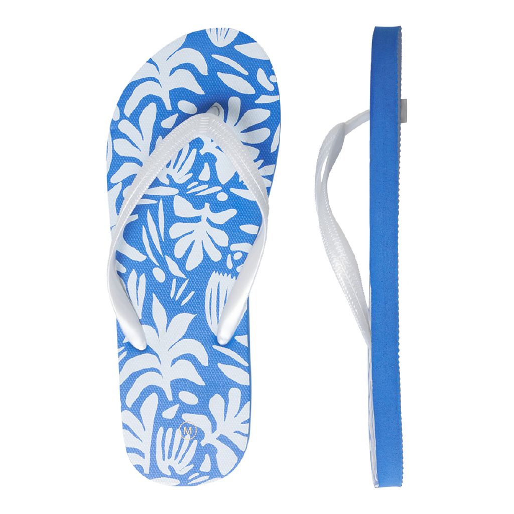 H&H Women's Recycled Printed Jandals Blue Mid TROPICAL | The Warehouse
