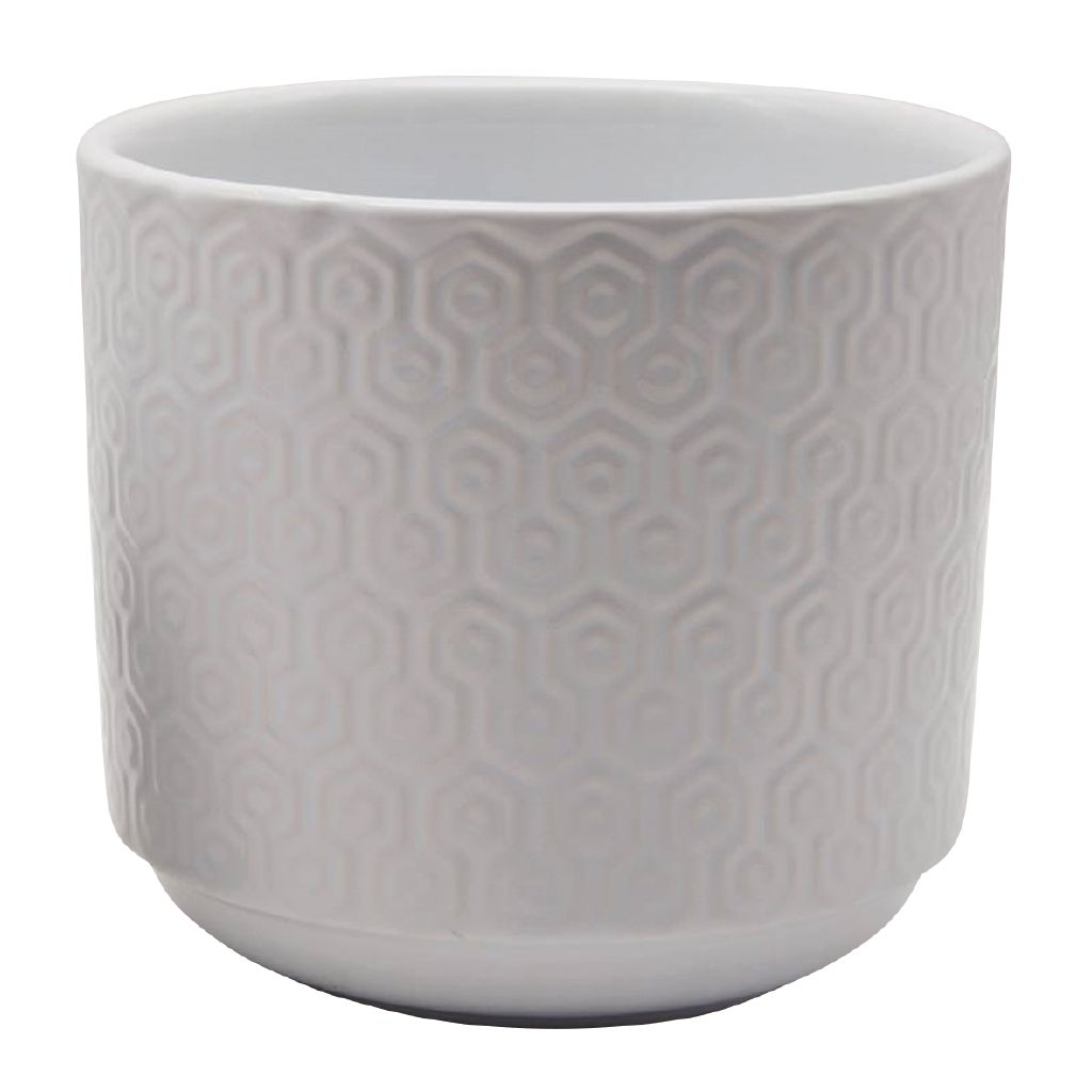 Kiwi Garden Hex Textured Pot 21cm White | The Warehouse