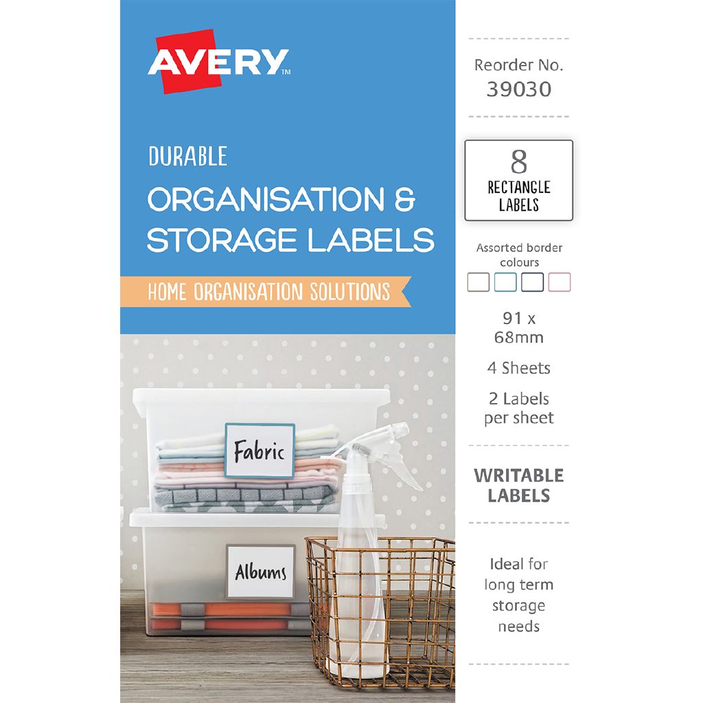 Avery Durable Handwritable Storage Labels 91mm x 68mm 8 Labels | The ...