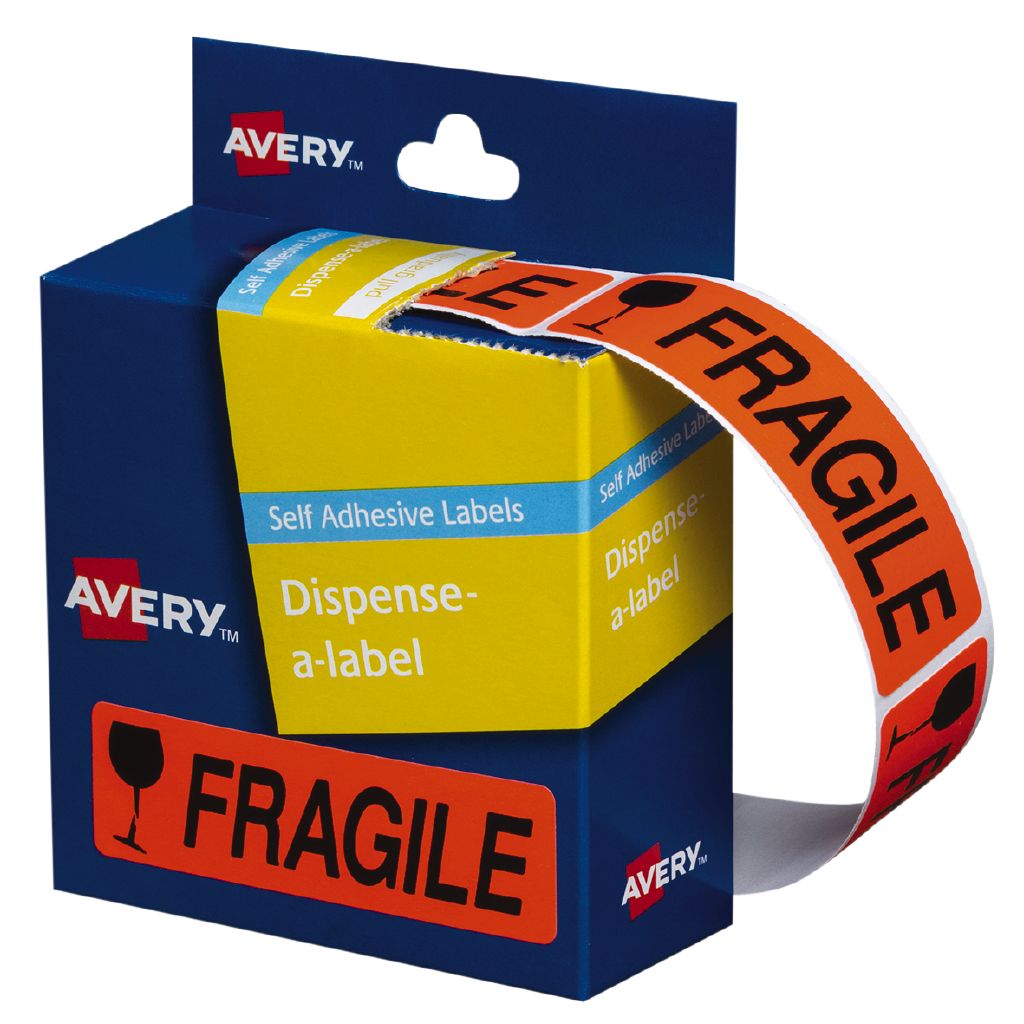 Avery Fragile Dispenser Labels 64x19mm 125 Labels | The Warehouse