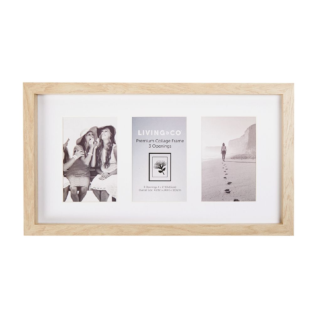 Living & Co Premium Collage Frame 3 Opening 4in x 6in Natural | The ...