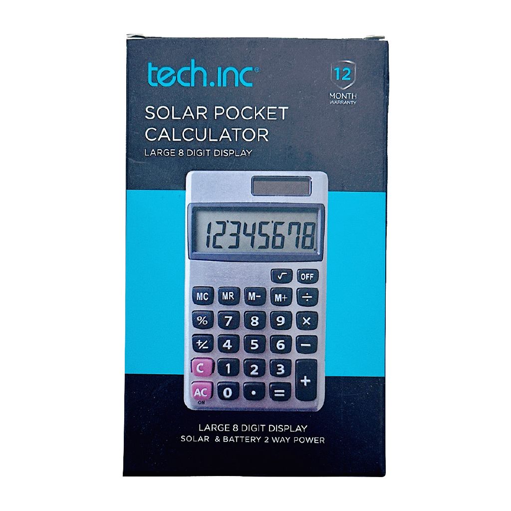 Tech.Inc Solar Pocket Calculator | The Warehouse