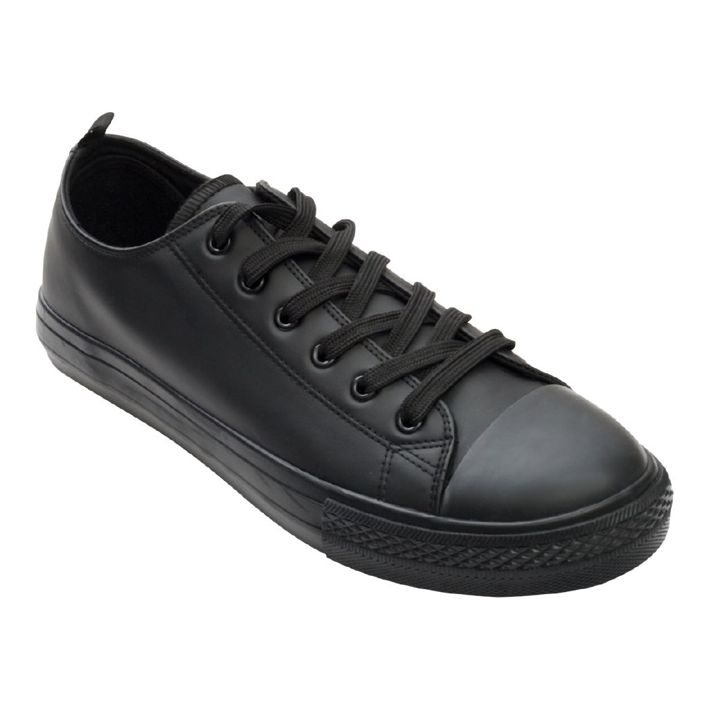 H&H Adults Unisex Freestyle PU Low Top Sneakers Black | The Warehouse