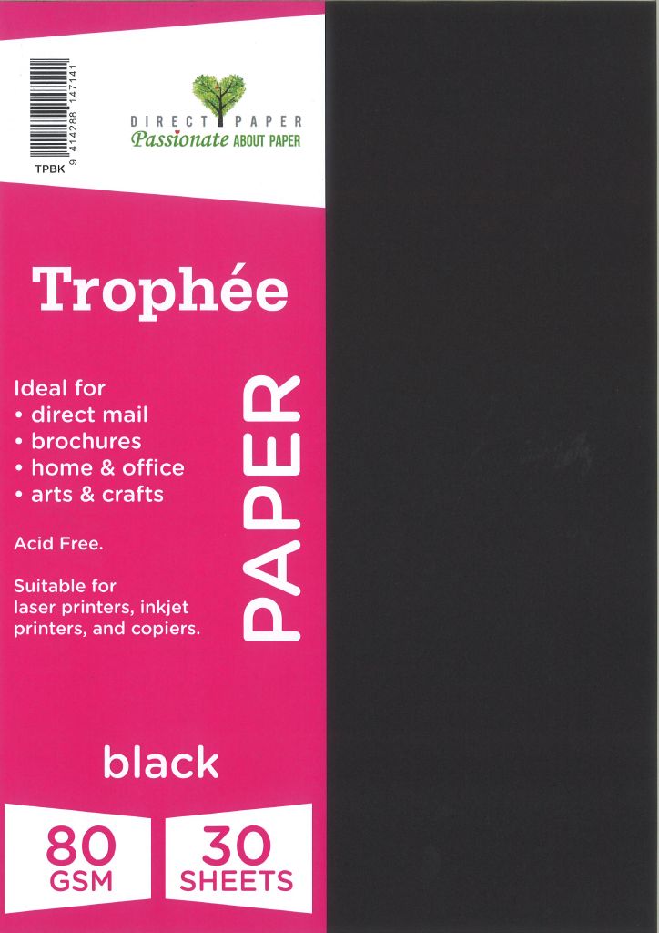 Trophee Paper 80gsm Black A4 30 Pack Black | The Warehouse