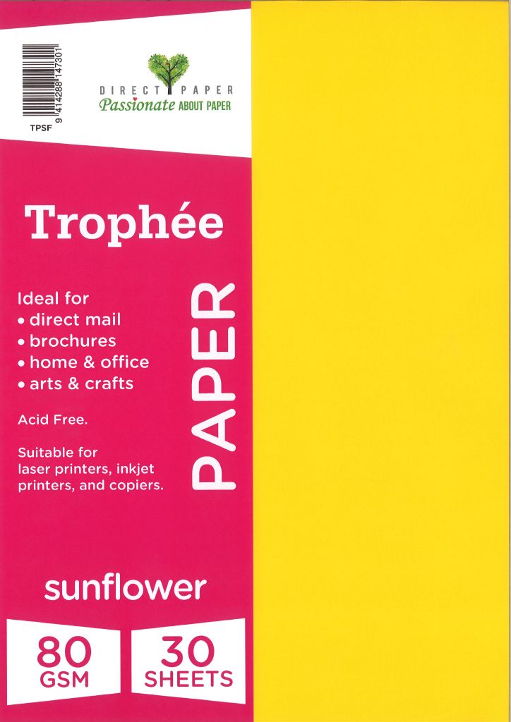 Trophee Paper 80gsm Sunflower A4 30 Pack Yellow Mid | The Warehouse