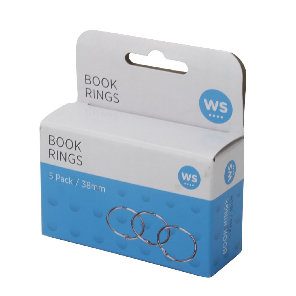 WS Book Rings No 4 38mm 5 Pack Silver | The Warehouse