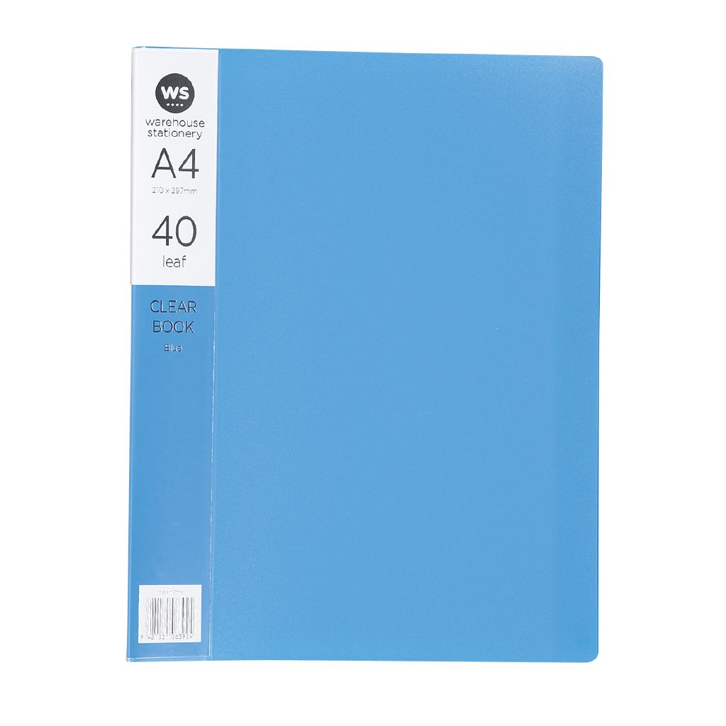 WS Clear Book 40 Leaf Blue Mid A4 Blue Mid | The Warehouse