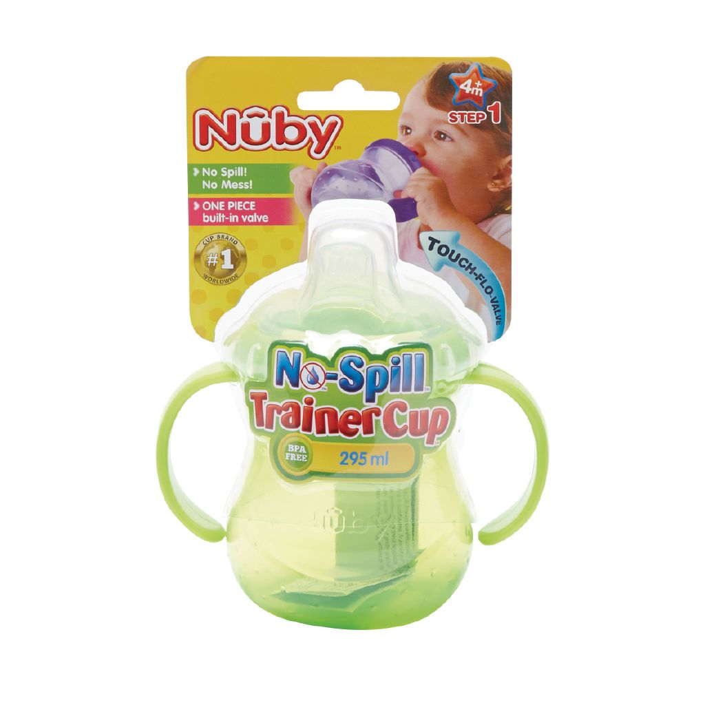 Nuby No-Spill Twin Handle Cup with Plastic Cover Assorted 295ml ...