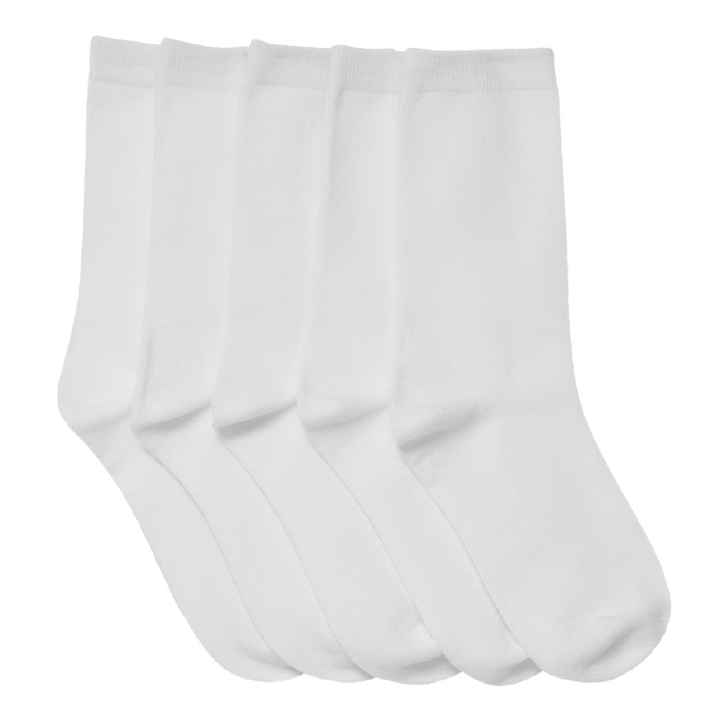 H&H Kids' Plain Crew Socks 5 Pack White | The Warehouse