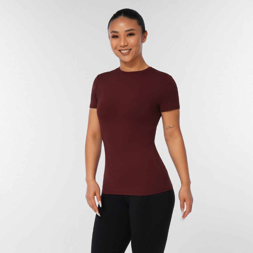 H&H Women's Contour Stretch Longline Crew Red Dark | The Warehouse