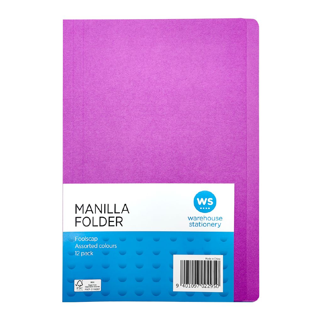 WS Manilla Folders Foolscap Multi-Coloured 12 Pack Multi-Coloured | The ...