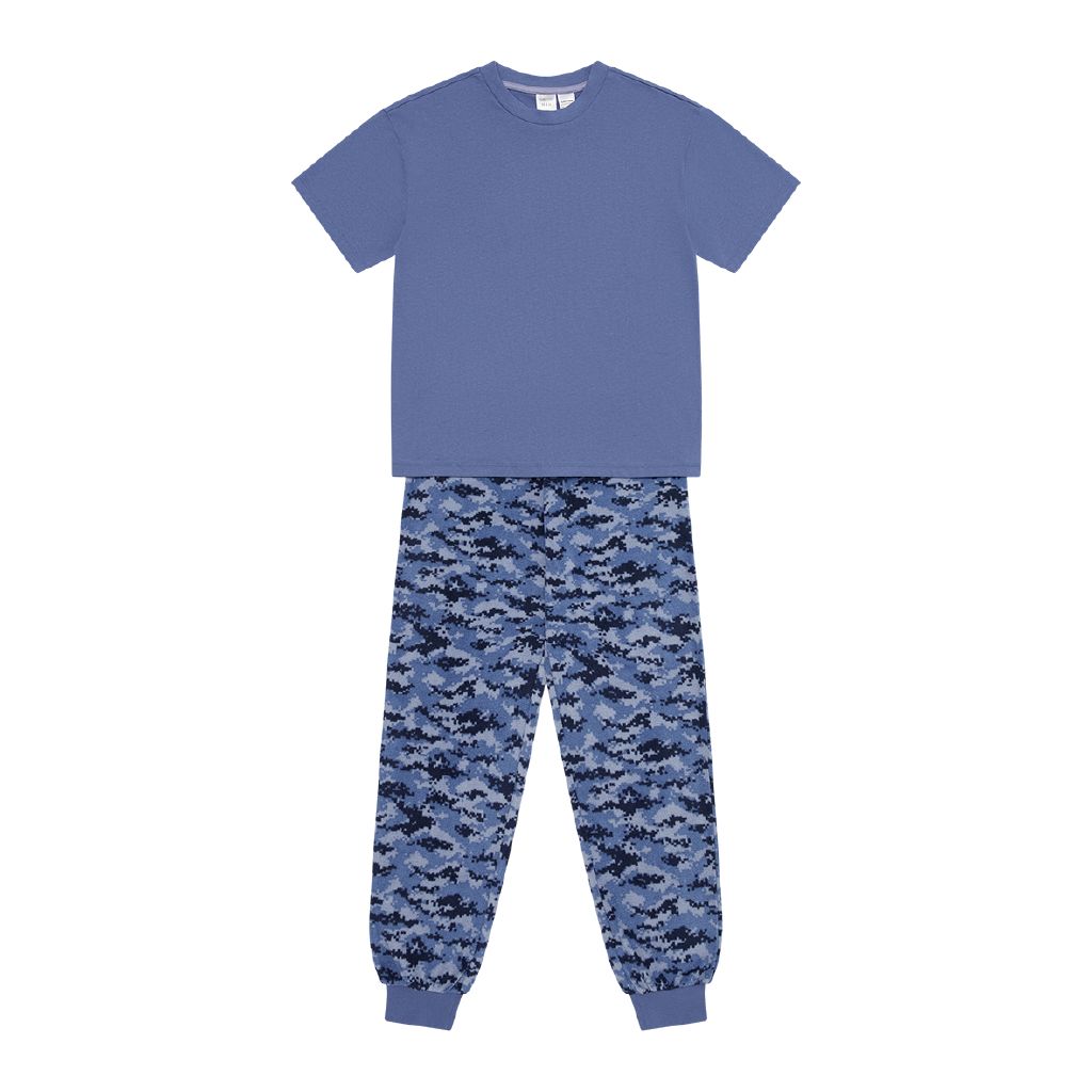 H&H Boys' Knit Fleece Pyjamas Set Blue Mid | The Warehouse