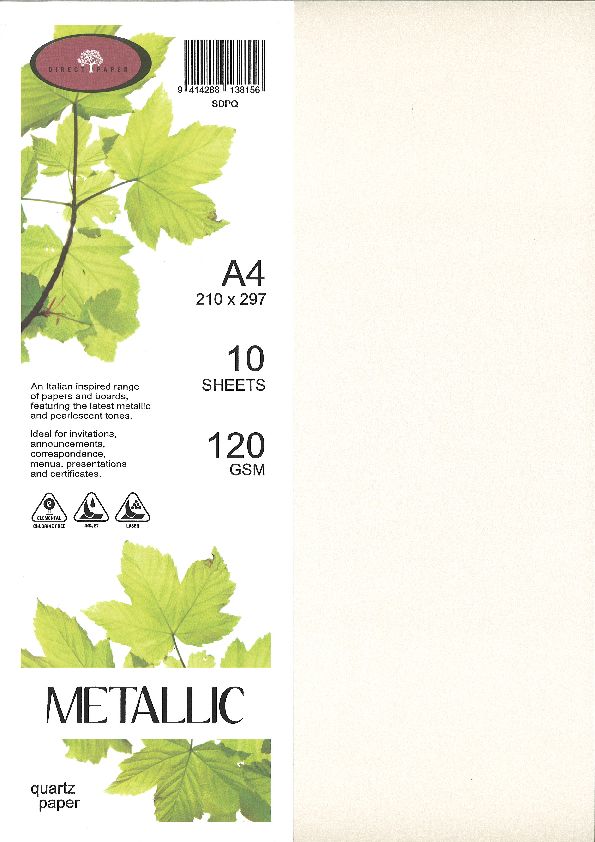 Direct Paper Metallic Paper 120gsm Quartz A4 10 Pack Multi-Coloured ...