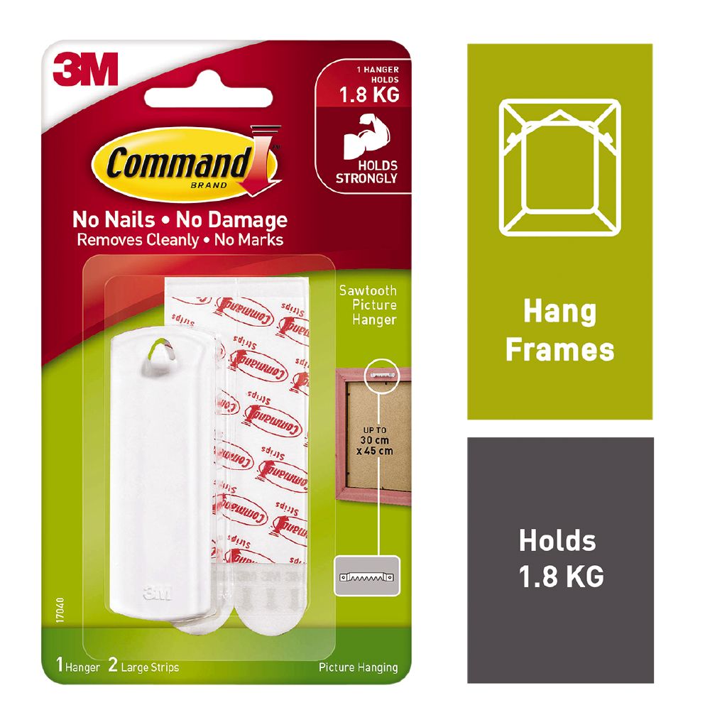 Command Sawtooth Picture Hook White The Warehouse