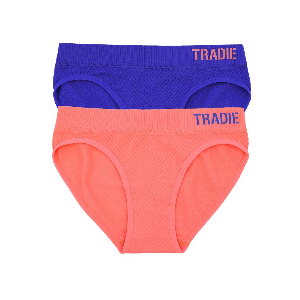 Tradie Girls' Seamfree Bikini 2 Pack Blue/Pink | The Warehouse