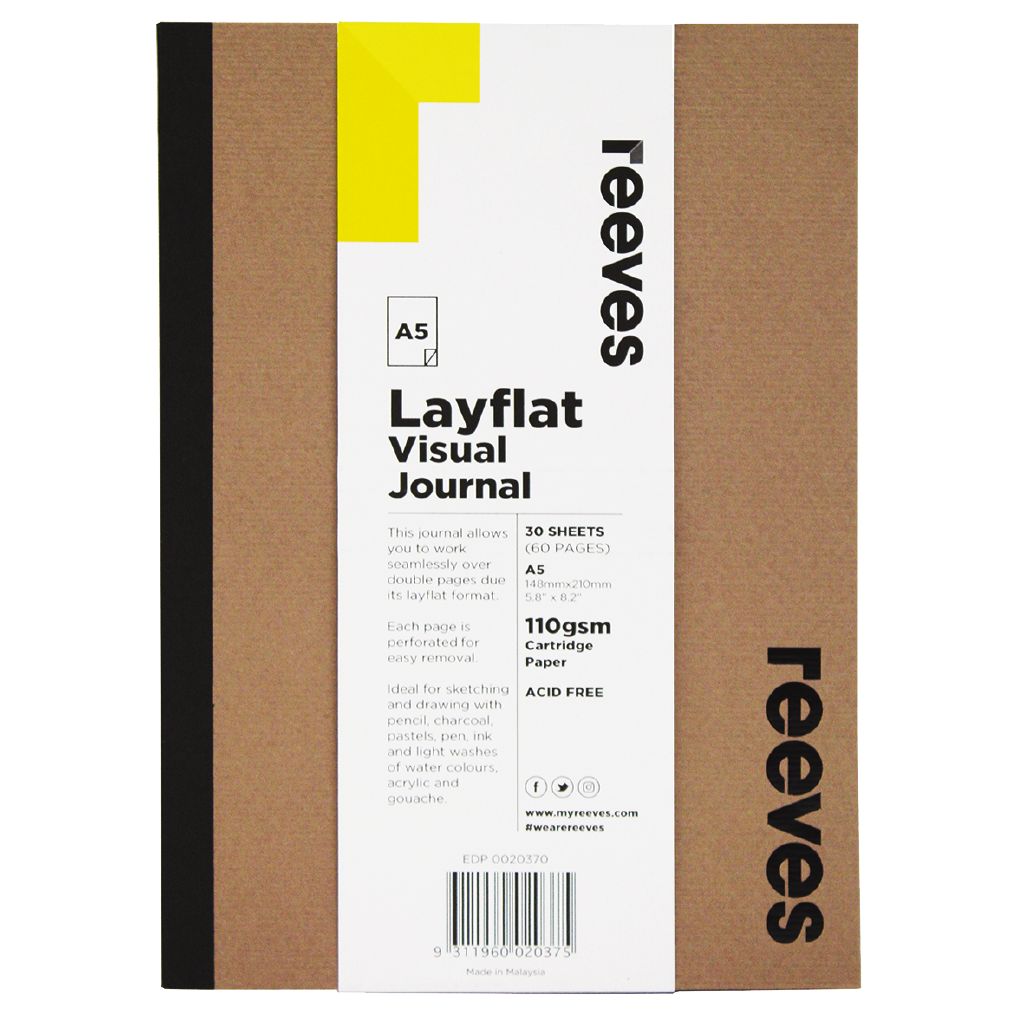 Reeves Visual Journal Layflat Kraft A5 30 Sheets Brown | The Warehouse