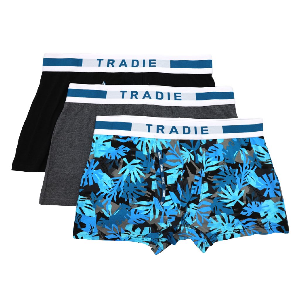 Tradie Men's Fly Front Trunks 3 Pack Blue | The Warehouse