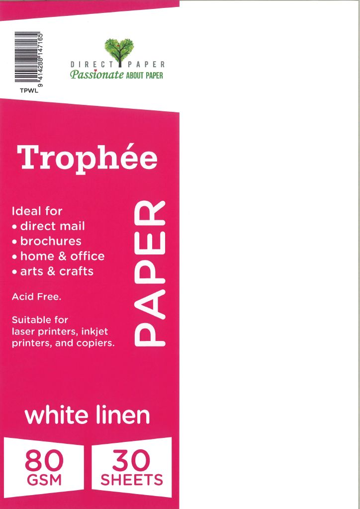 Trophee Paper 80gsm Linen White A4 30 Pack White | The Warehouse