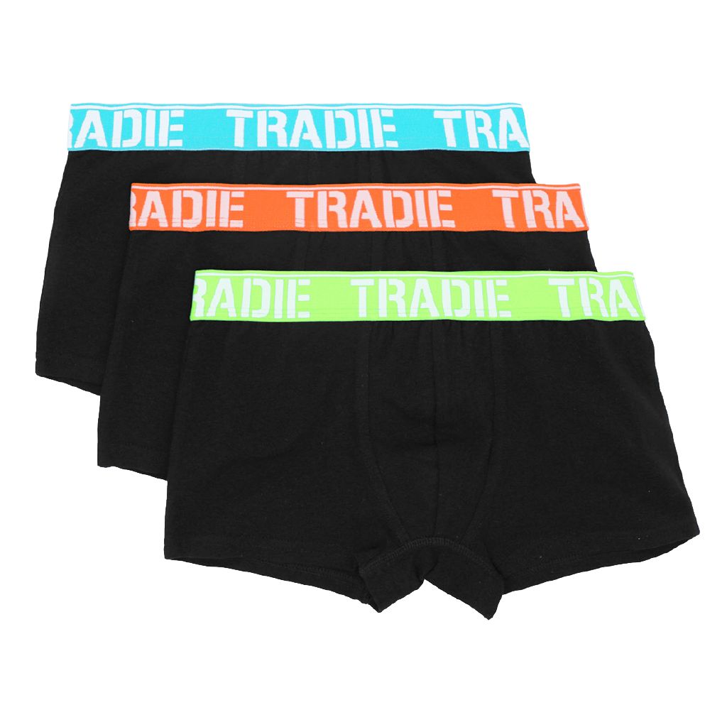 Tradie Kids' Fitted Trunks 3 Pack Black | The Warehouse