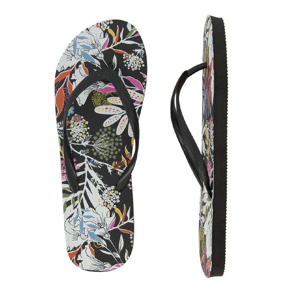 H&H Women's Recycled Printed Jandals Black PARADISE | The Warehouse