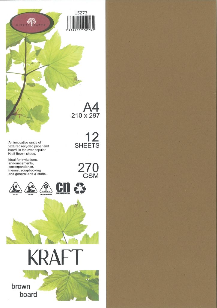Direct Paper Enviro Board 270gsm Kraft A4 12 Pack Brown Mid | The Warehouse