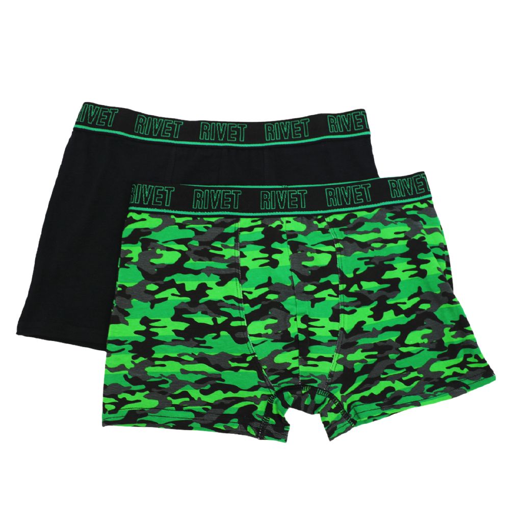Rivet Boys' Trunks 2 Pack Black/Green | The Warehouse