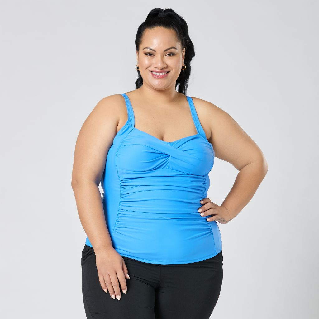 H&H Women's Plus Size Shaper Tankini Blue Mid | The Warehouse