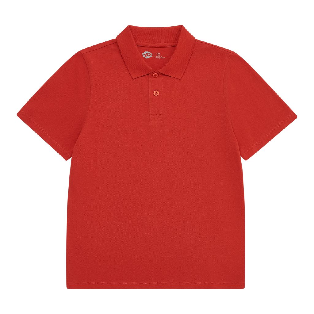 Young Original Kids' Plain Cotton Polo Red Mid | The Warehouse