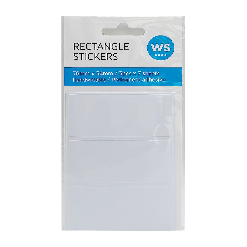 WS Rectangle Handwritable Stickers 21 Labels 76mm X 34mm White | The ...