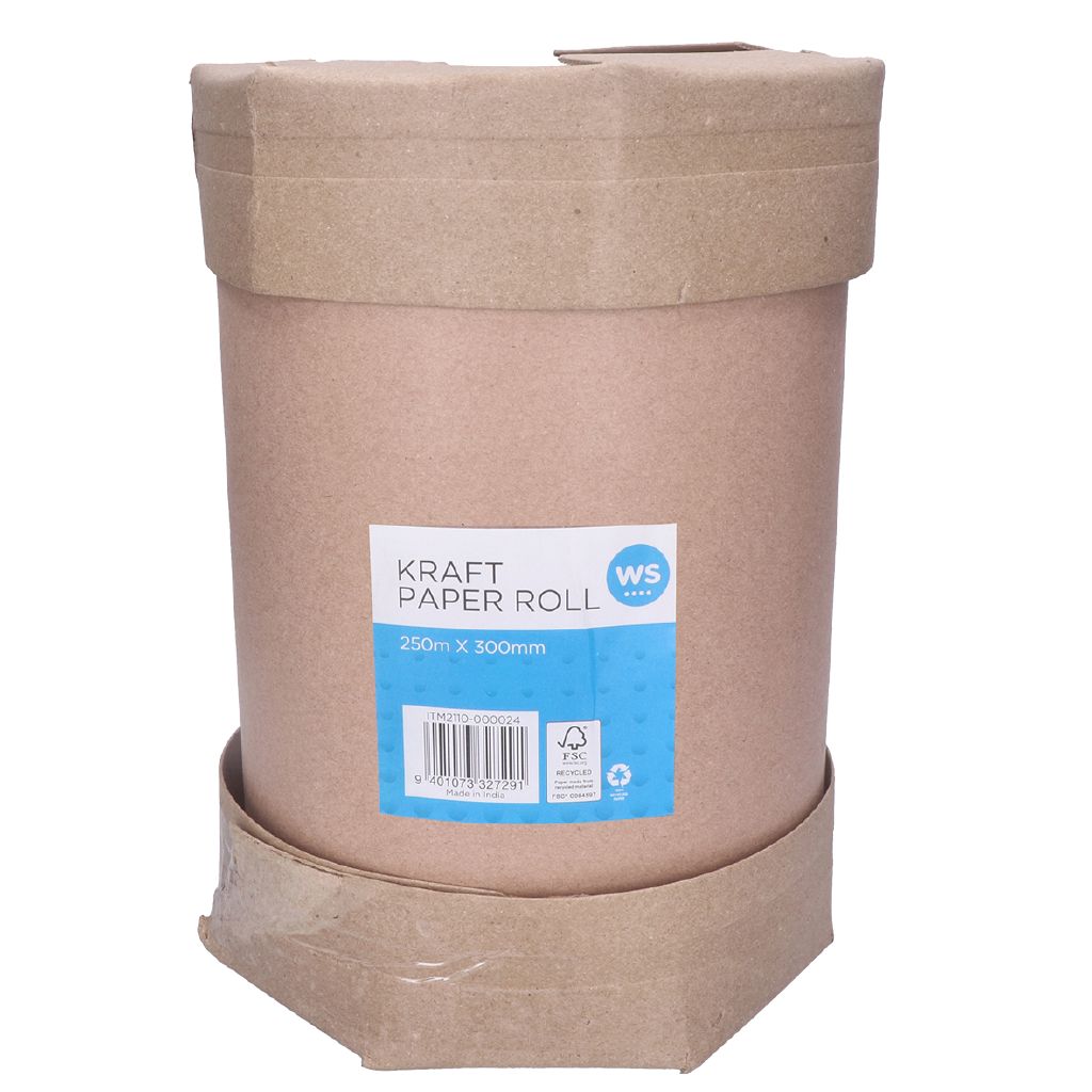 WS Kraft 80gsm Paper Roll 300mm x 250m Brown Mid | The Warehouse