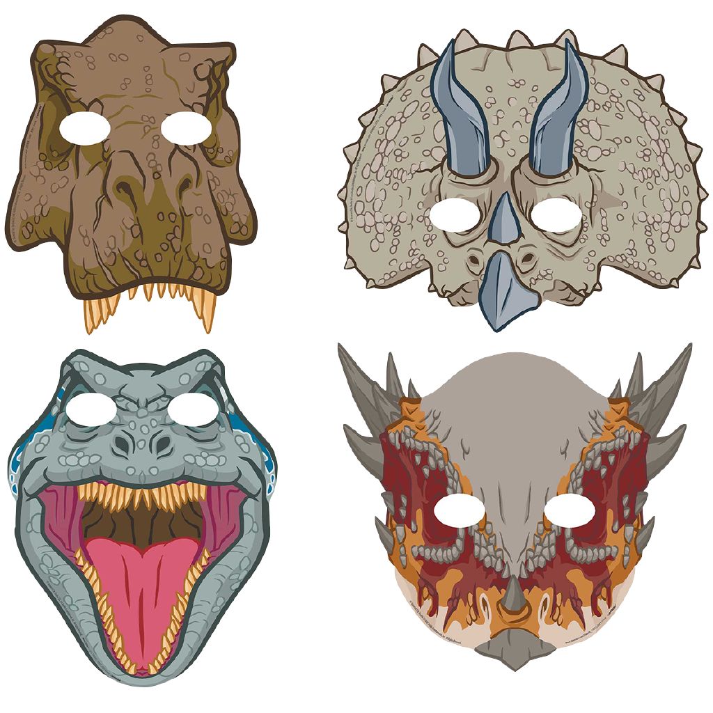 Jurassic World Into the Wild Paper Masks 8 Pack | The Warehouse