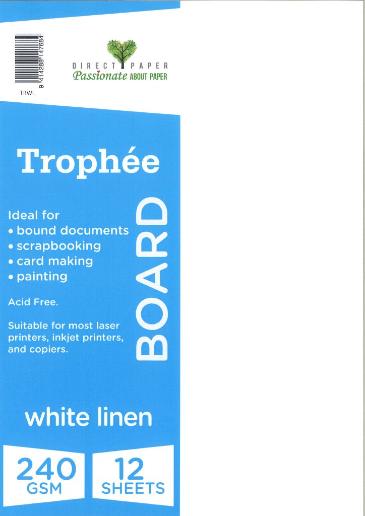 Trophee Board 240gsm Linen A4 12 Pack White | The Warehouse