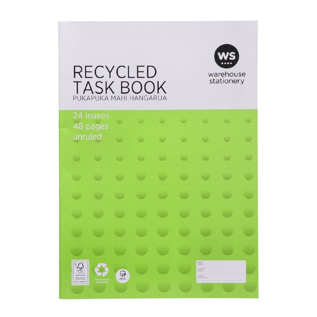 WS Task Book 335mm x 240mm Unruled 24 Leaf Green Green | The Warehouse