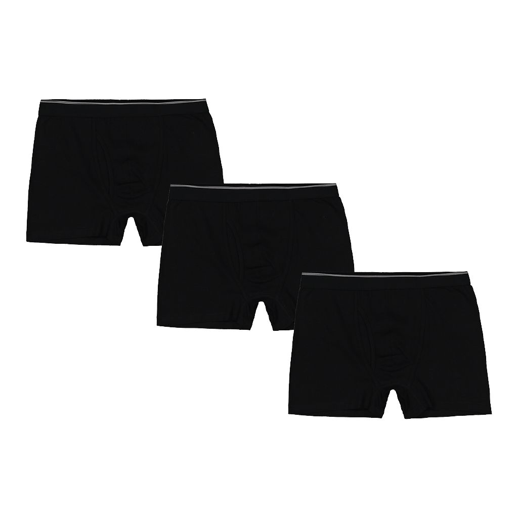 H&H Men's Classic Mid Leg Trunks 3 Pack Black | The Warehouse