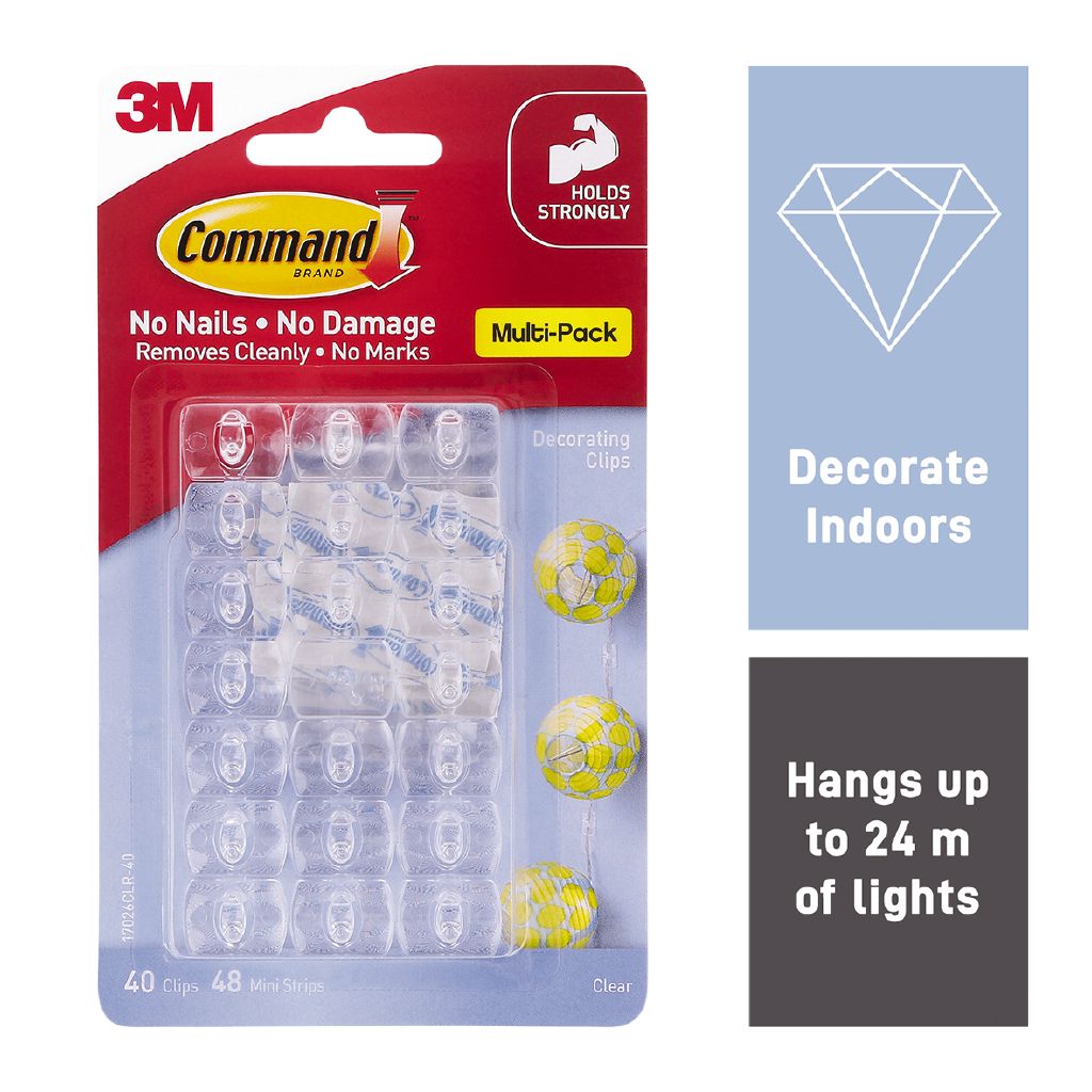 Command Decorating Clips with Strips Value Pack Clear | The Warehouse