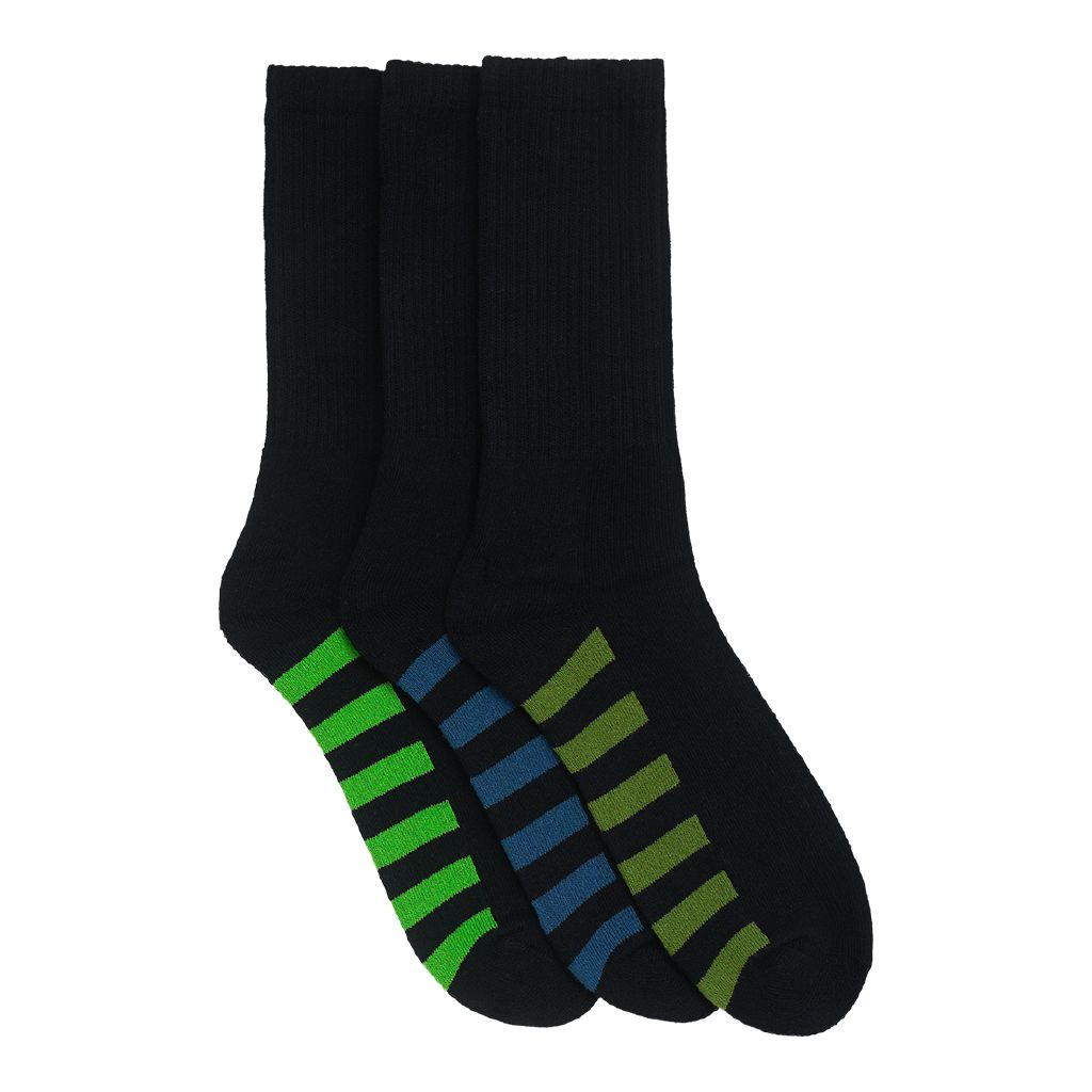 Active Intent Men's Crew Cushioned Sports Socks 3 Pack Black | The ...