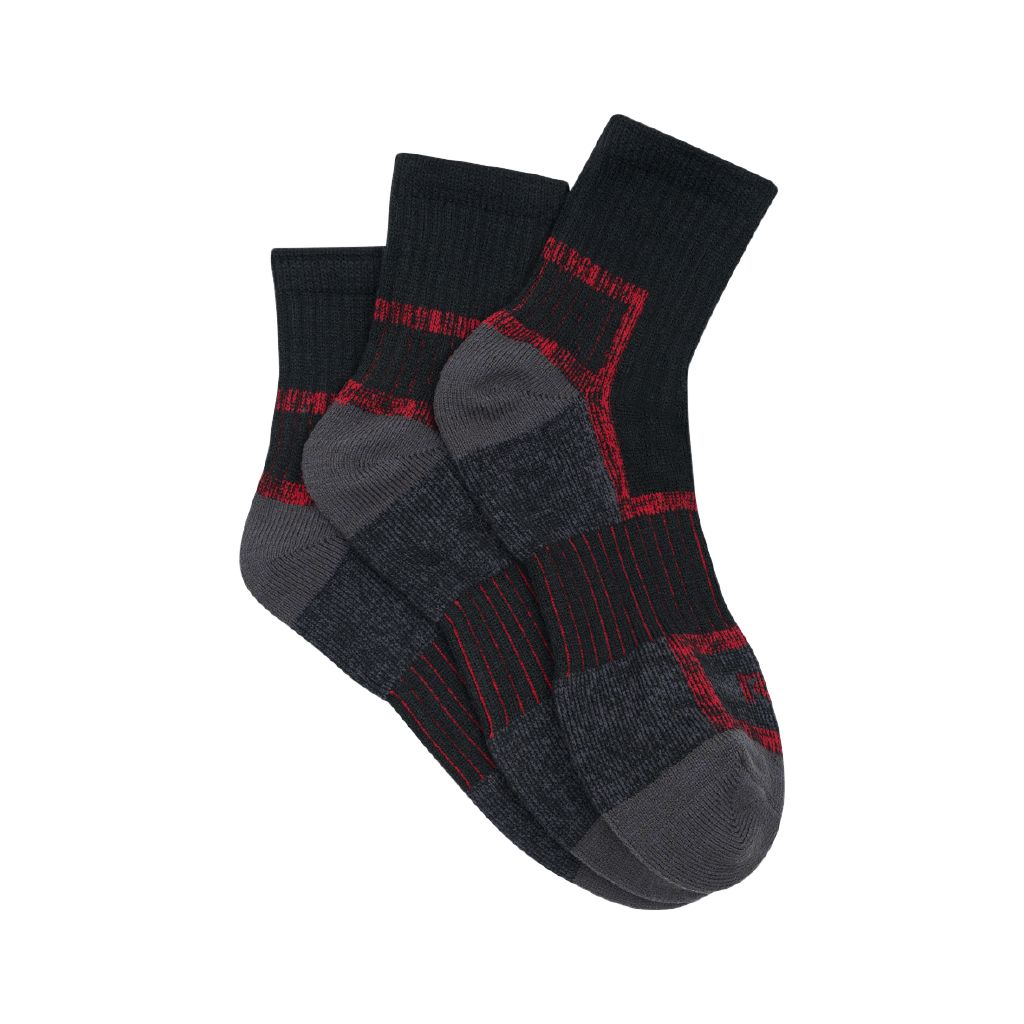 Rio Men's Quarter Crew Work Socks 3 Pack Red | The Warehouse