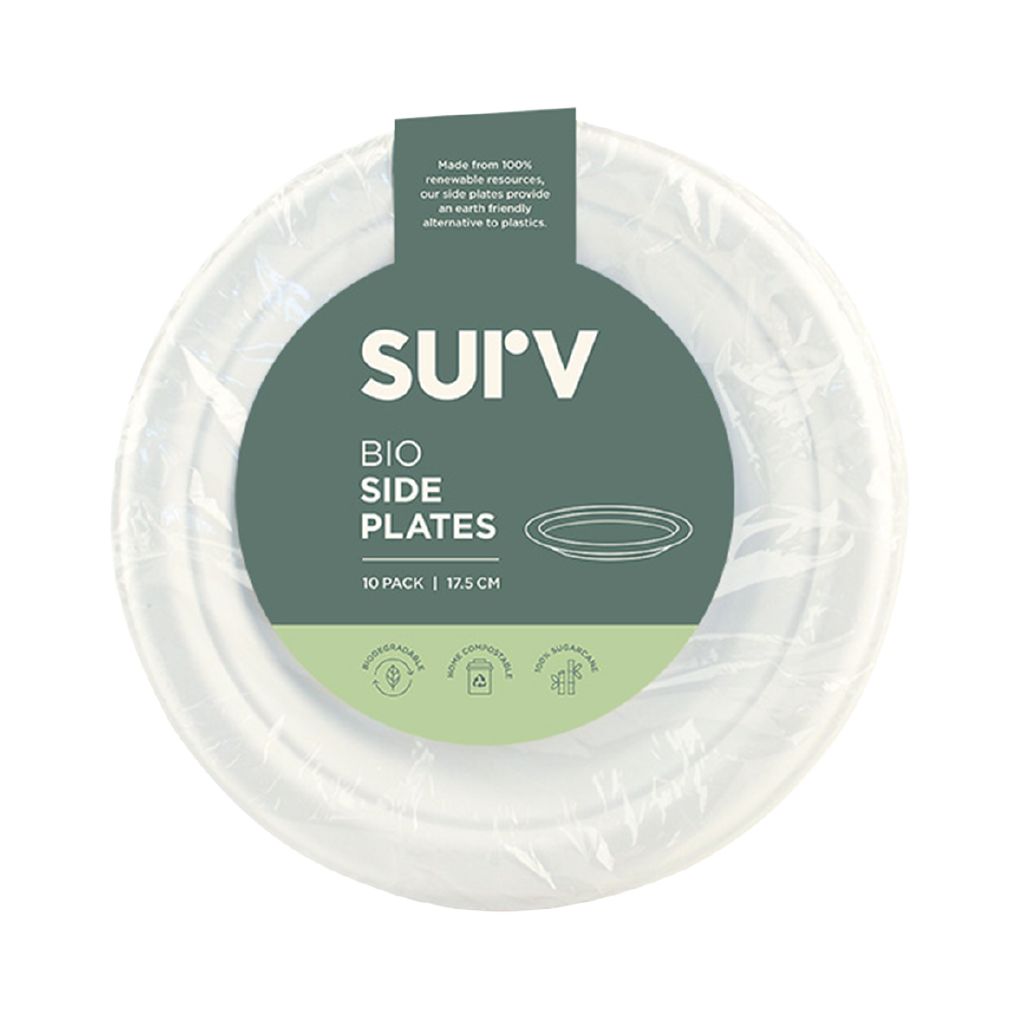 SURV. Bio Side Plates Sugarcane 17.5cm 10 Pack | The Warehouse