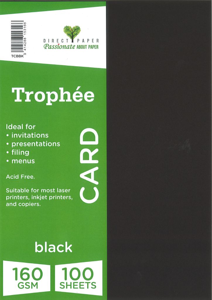 Trophee Card 160gsm Black A4 100 Pack Black | The Warehouse