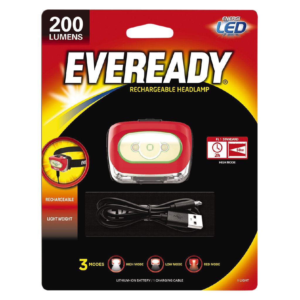Eveready Recharge Headlight 200 Lumens | The Warehouse