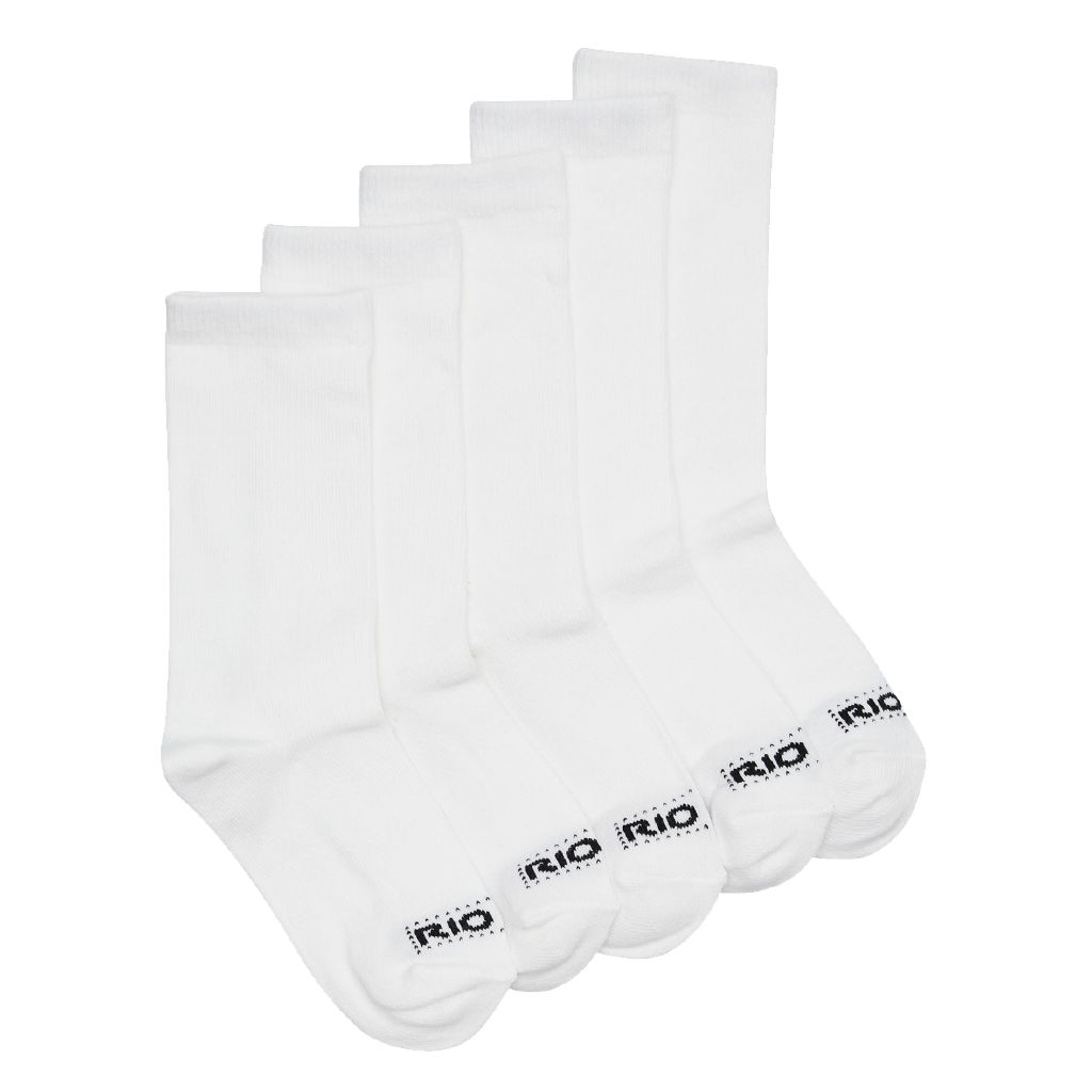 Rio Kids' School Crew Socks 5 Pack White | The Warehouse