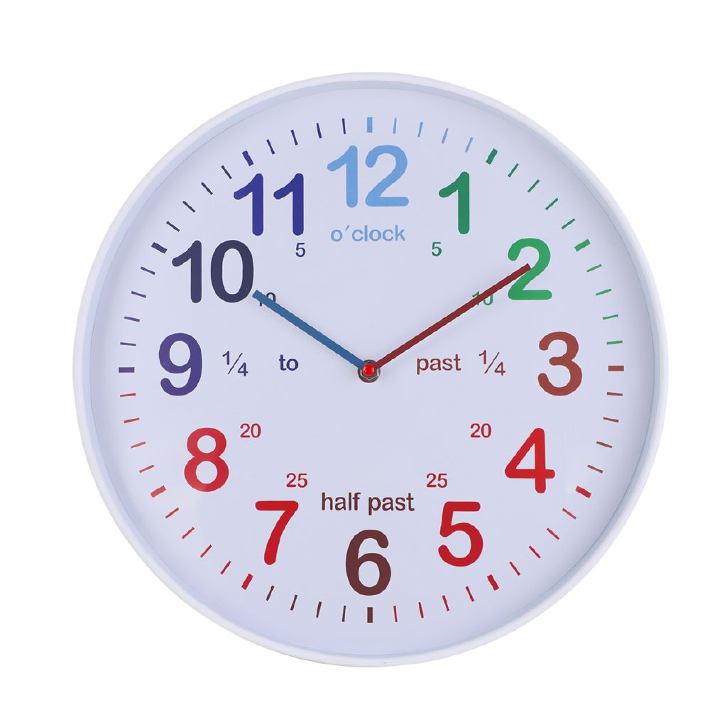 Living & Co Tell the Time Kids Clock 35cm Multi-Coloured | The Warehouse