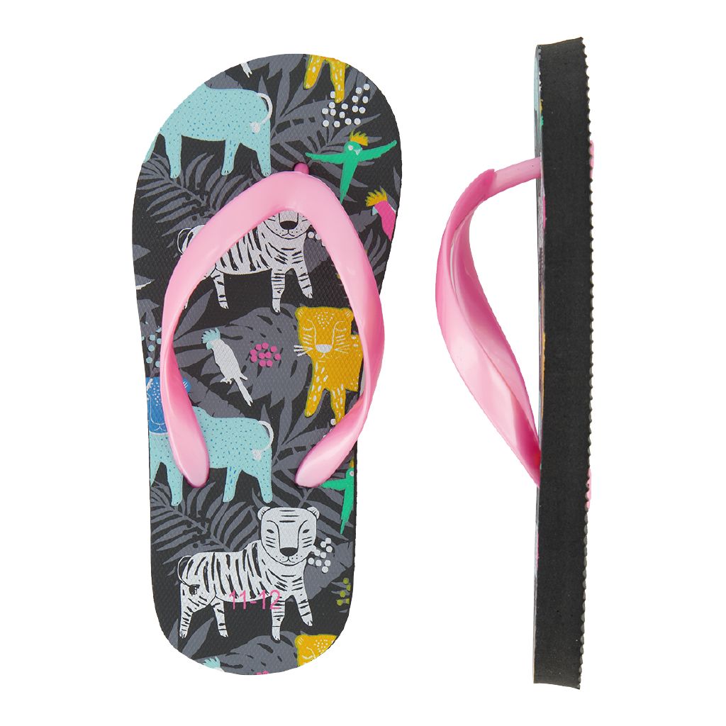 Young Original Senior Kids' Recycled Printed Jandals Black JUNGLE | The ...