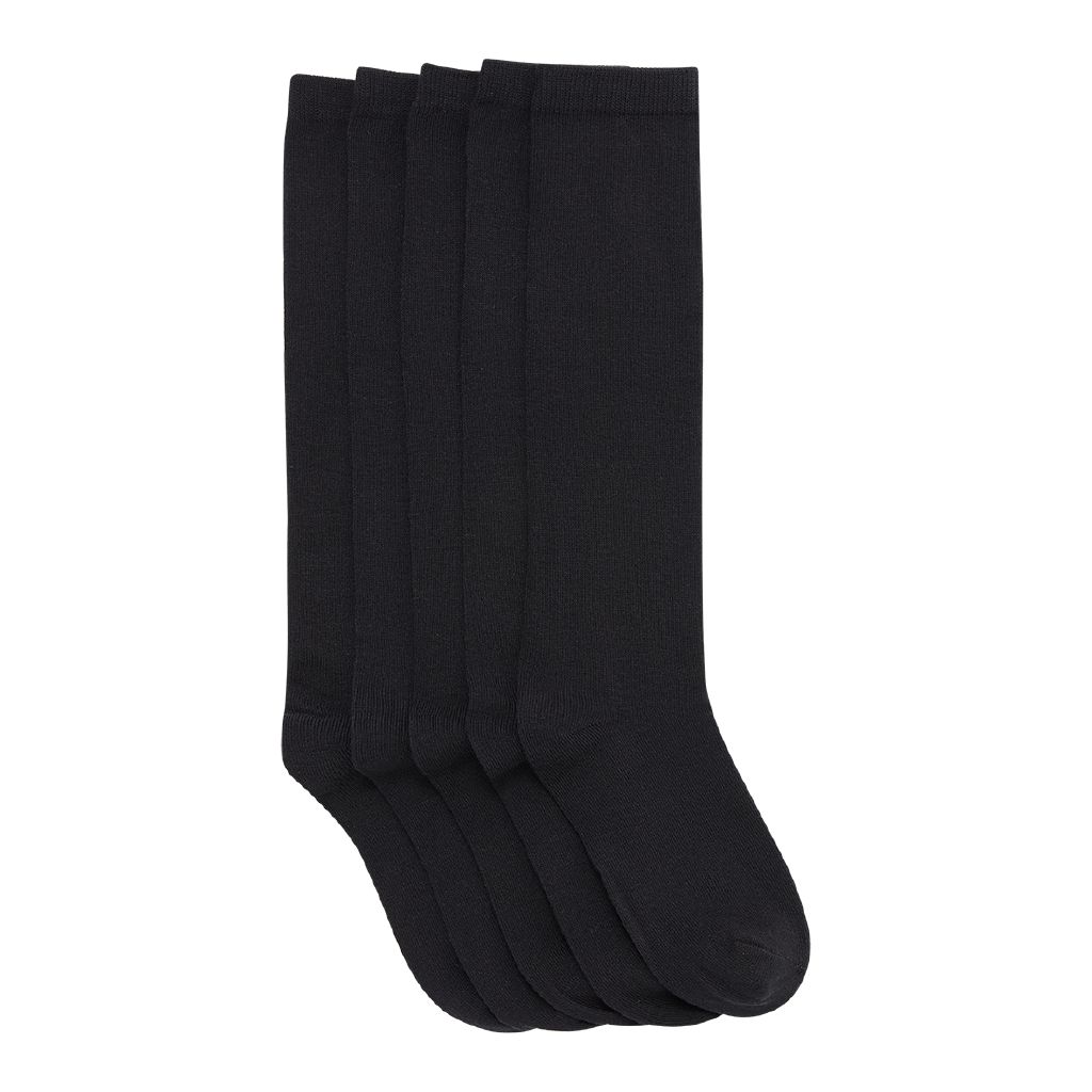 H&H Girls' School Knee High Socks 5 Pack Black | The Warehouse