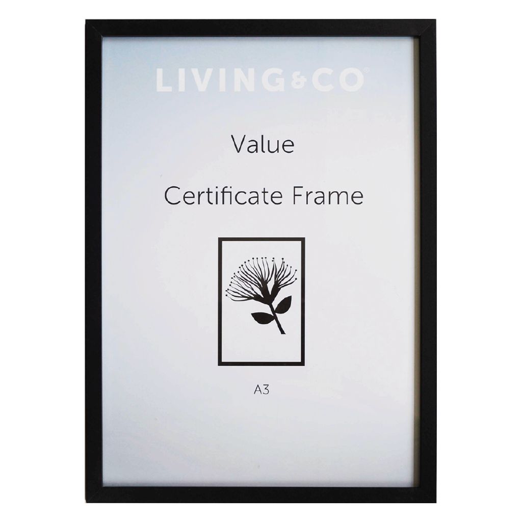 Living & Co Value Certificate Frame Black A4 Black | The Warehouse