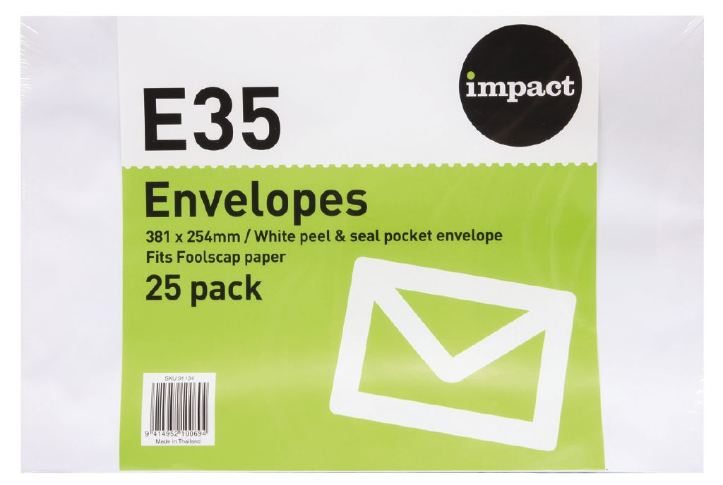 WS Envelope E35 Peal & Seal 25 Pack White | The Warehouse